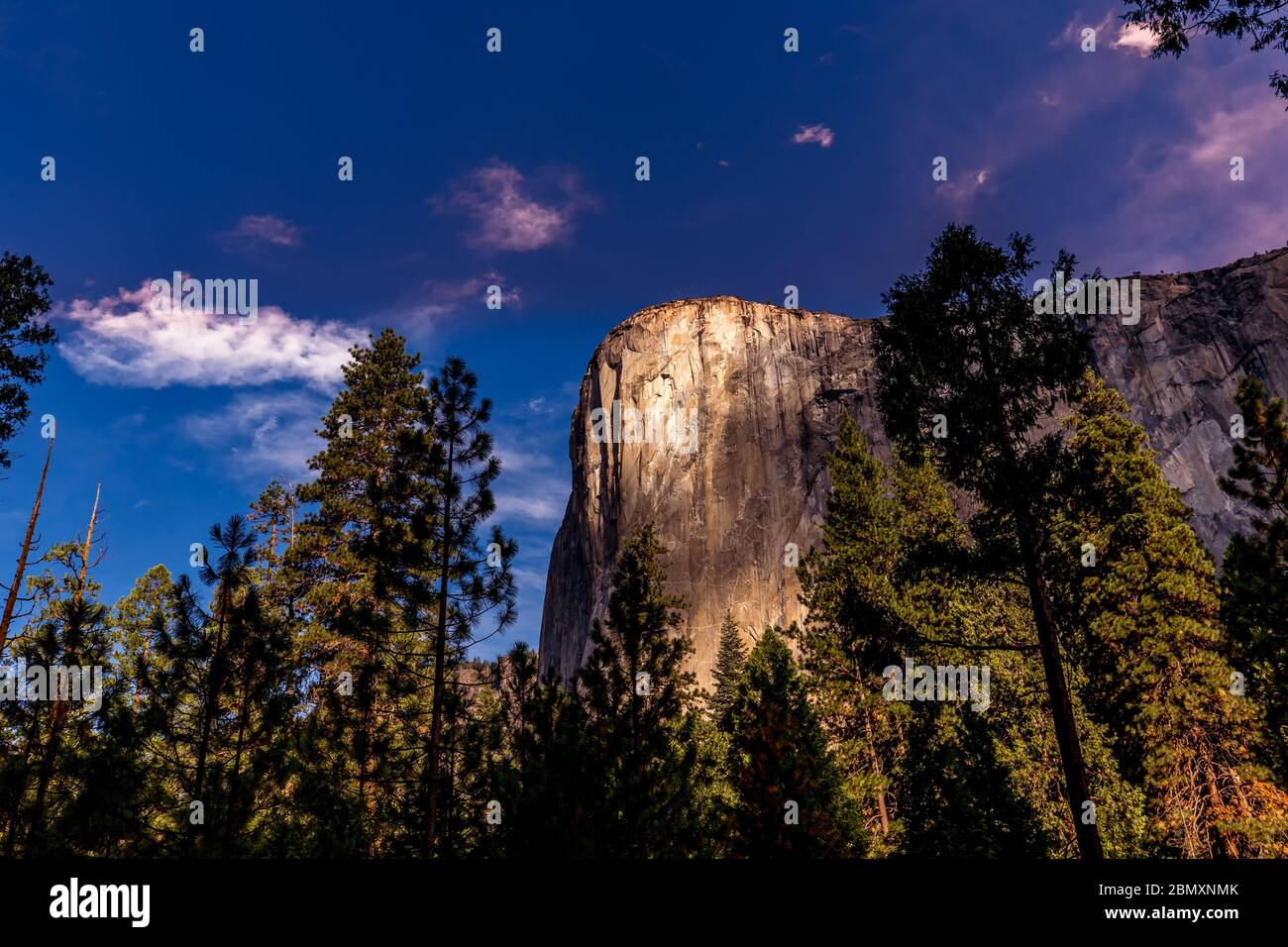 World famous rock climbing wall of El Capitan, Yosemite national park ...