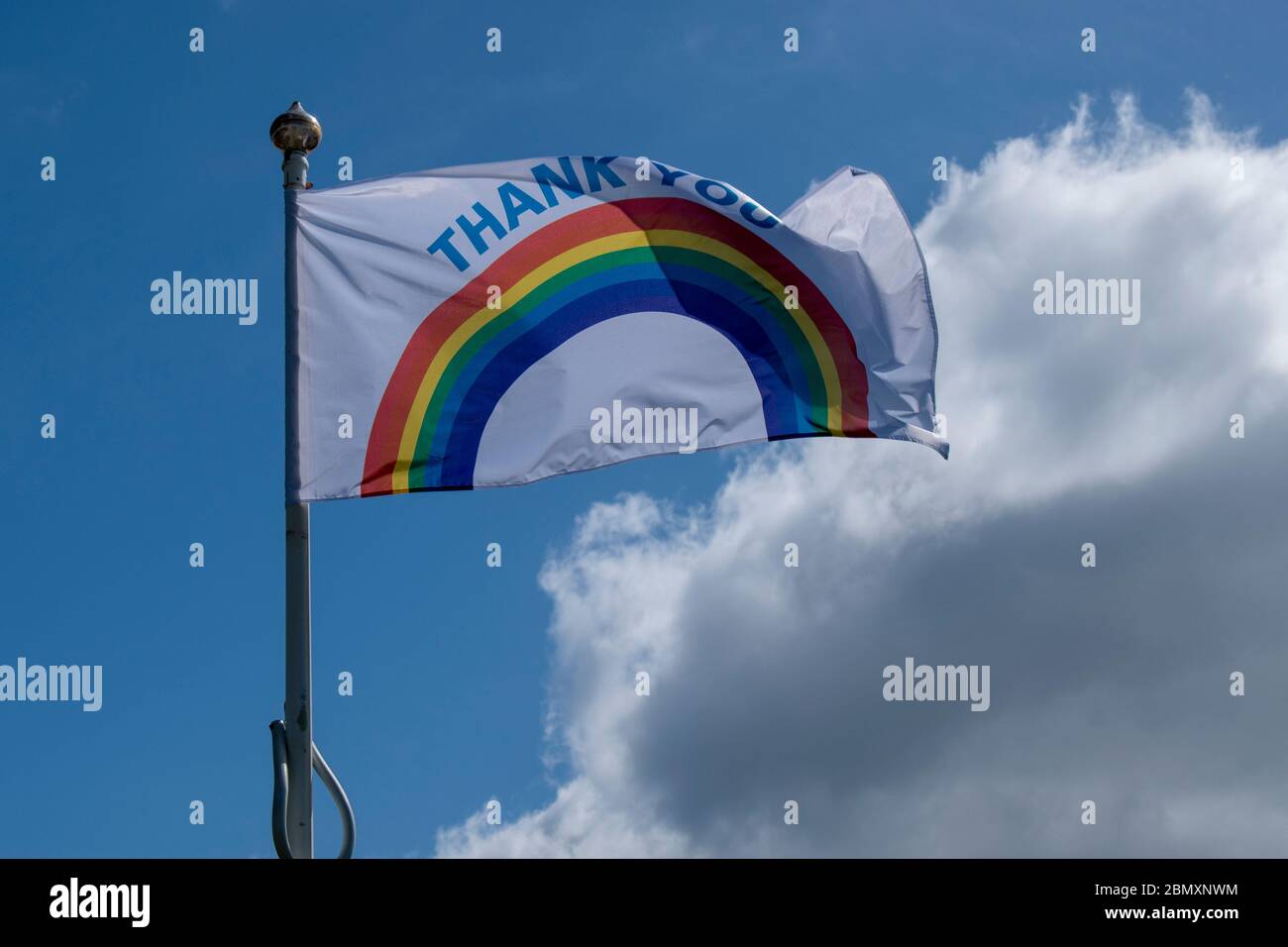 Littlehampton, West Sussex, UK, May 11, 2020, Thank You flag for the ...