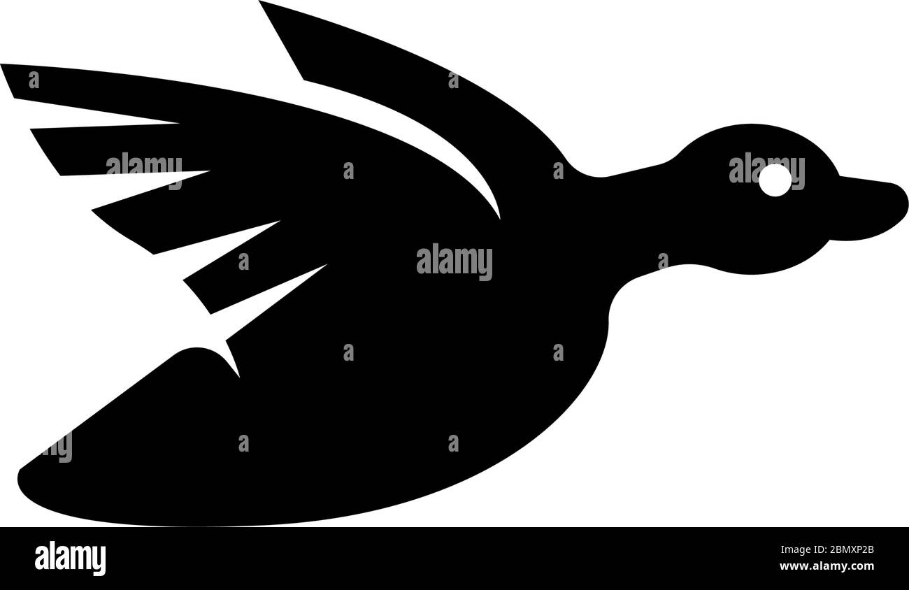 Duck Flying, Hunt Wild Waterfowl Bird. Flat Vector Icon illustration ...