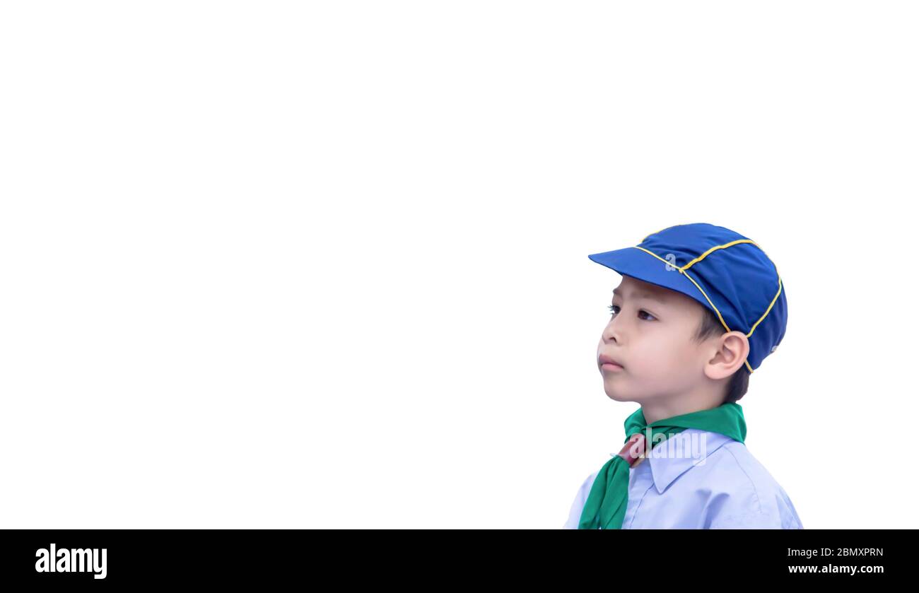 Portrait of a young student wearing a hat on a white background Stock ...