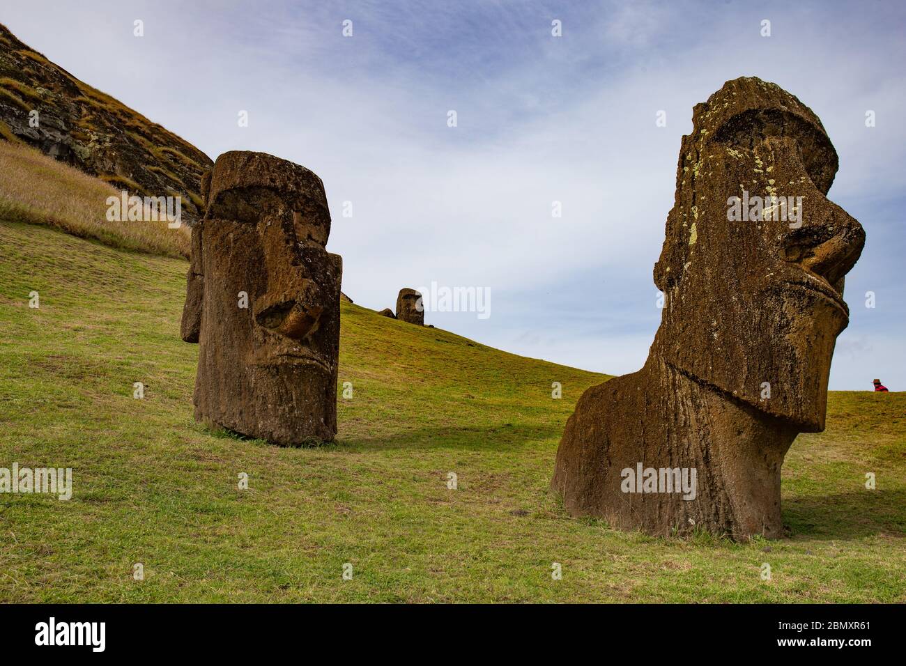Stone statues Moai on Easter Island Rapa Nui Stock Photo - Alamy