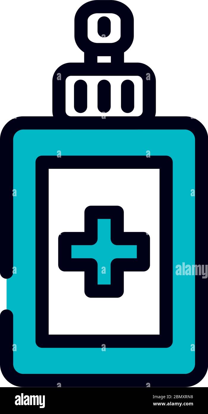 medicine concept, alcohol bottle icon over white background, line and ...
