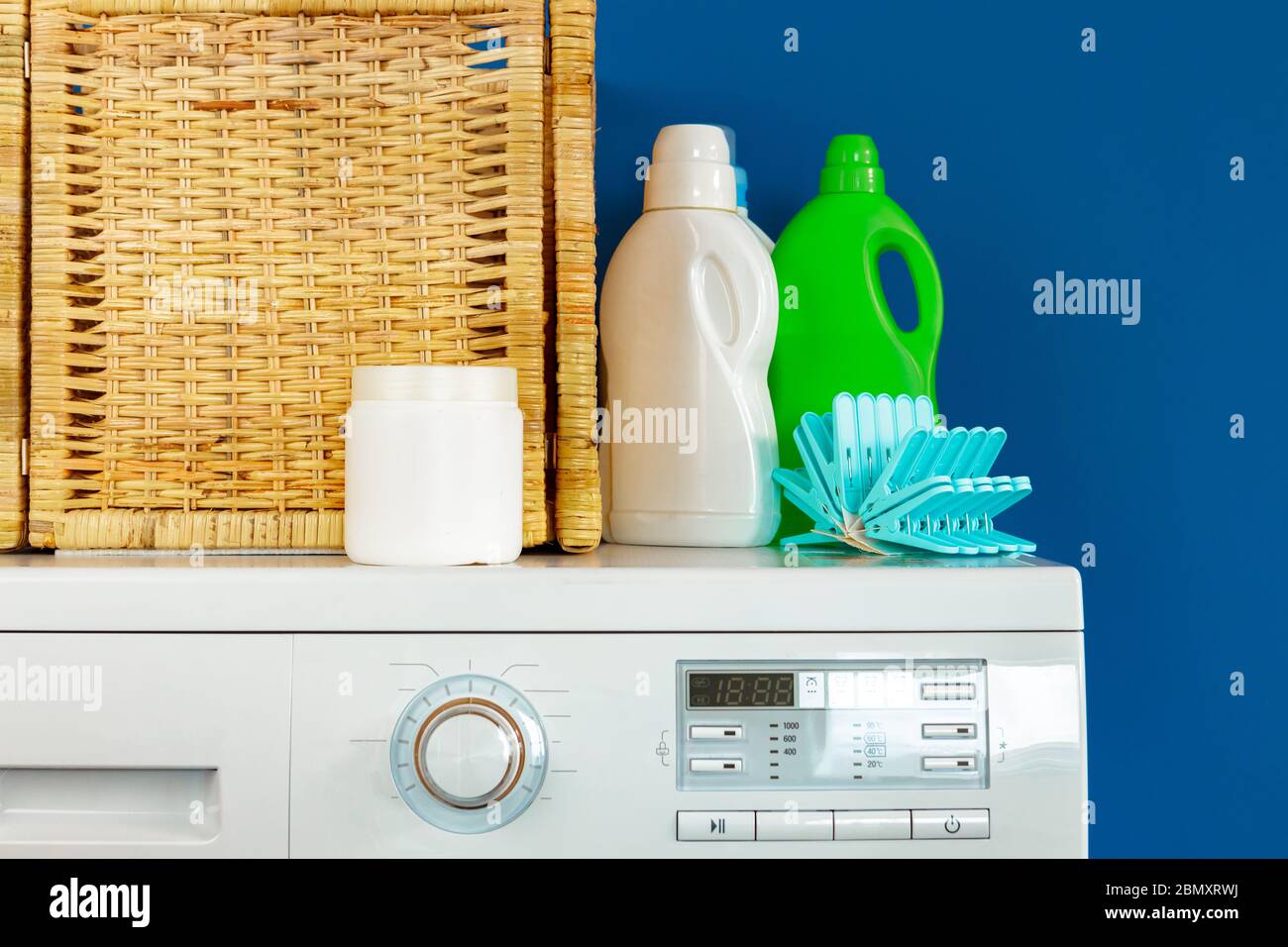 Laundry room. Close up of washing machine Stock Photo - Alamy