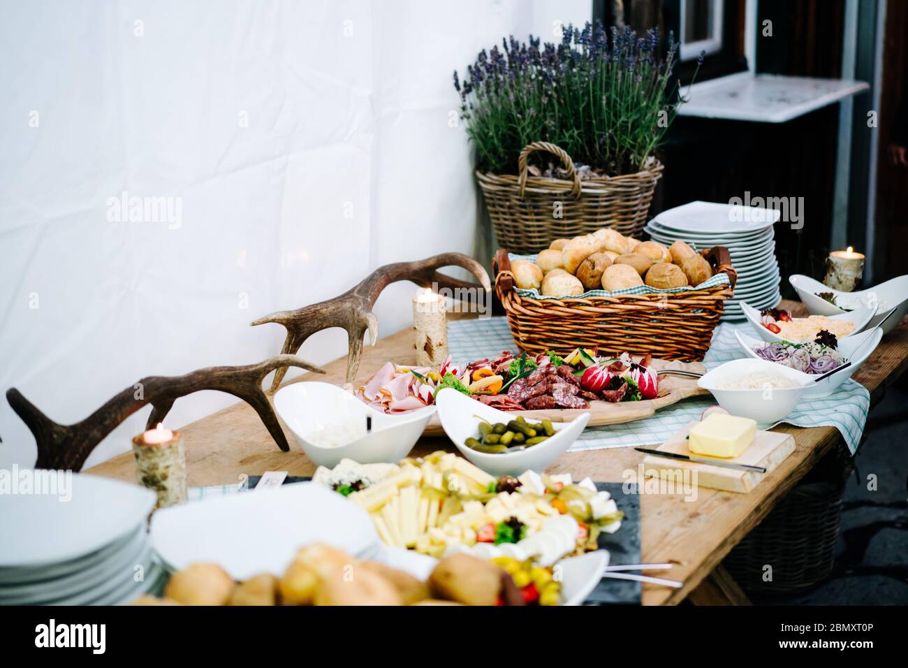 photo of an open buffet table in a house Stock Photo - Alamy
