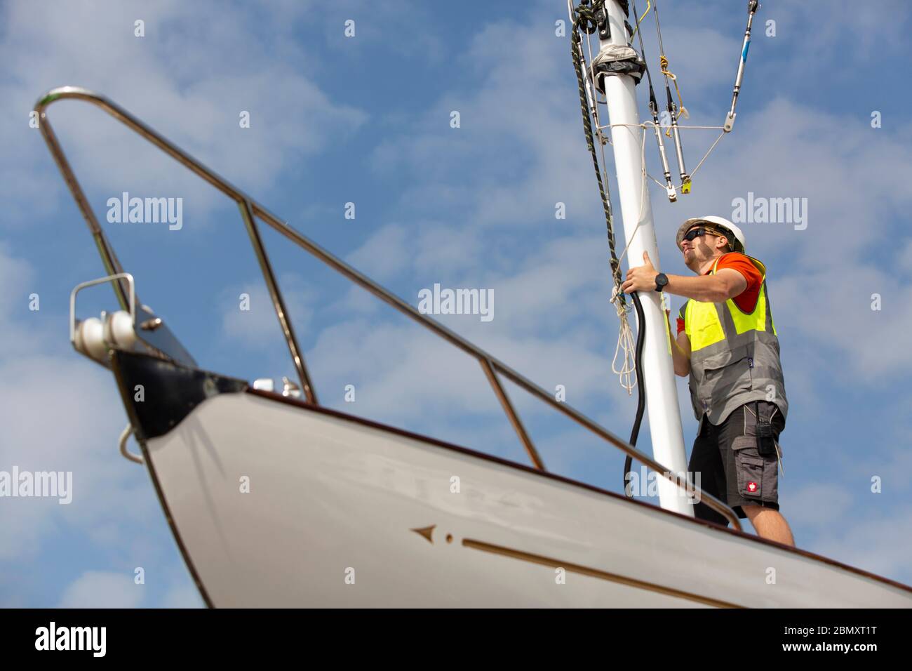 Staff working at UK boatyard Stock Photo - Alamy