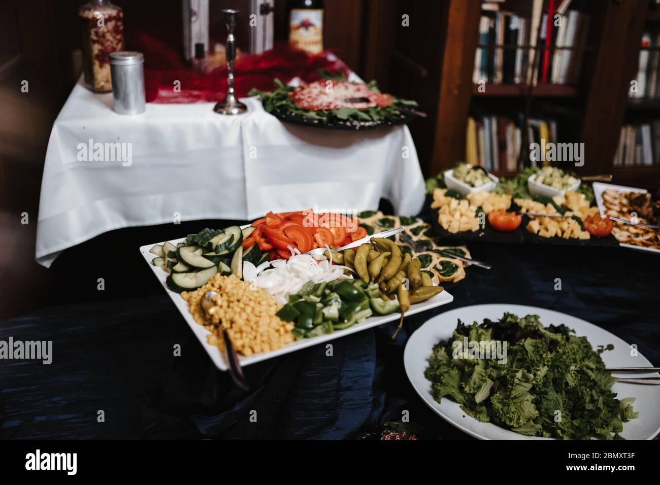 photo of an open buffet in an old house Stock Photo - Alamy