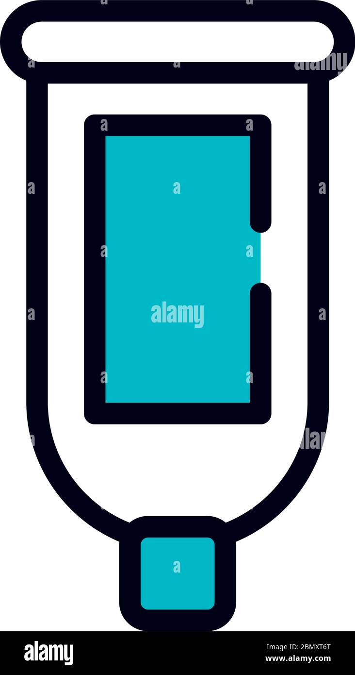 toothpaste bottle icon over white background, line and fill style ...