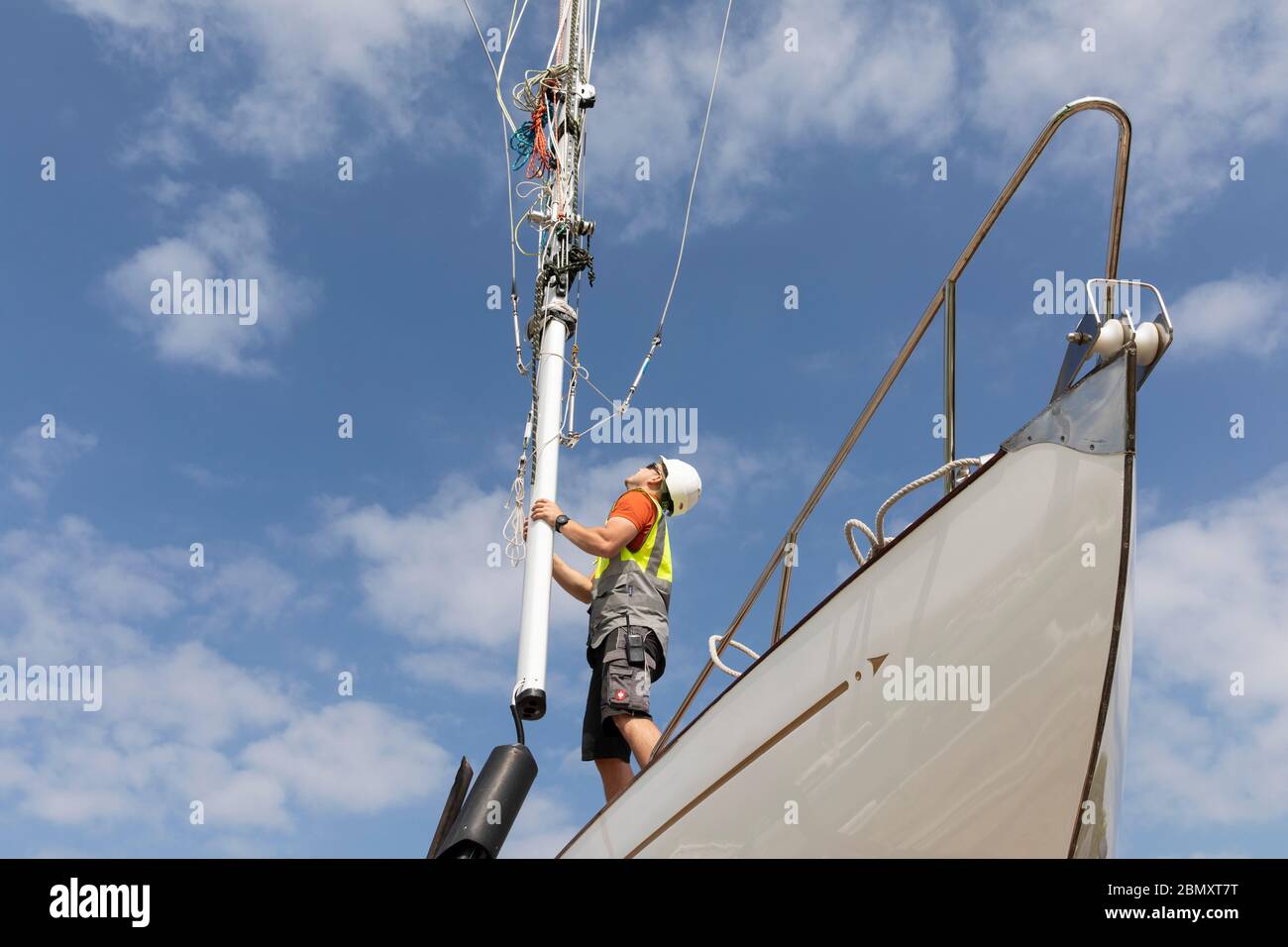 Staff working at UK boatyard Stock Photo - Alamy