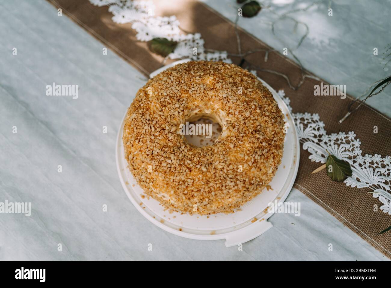 photo of hazel nuts cake on a plate Stock Photo - Alamy