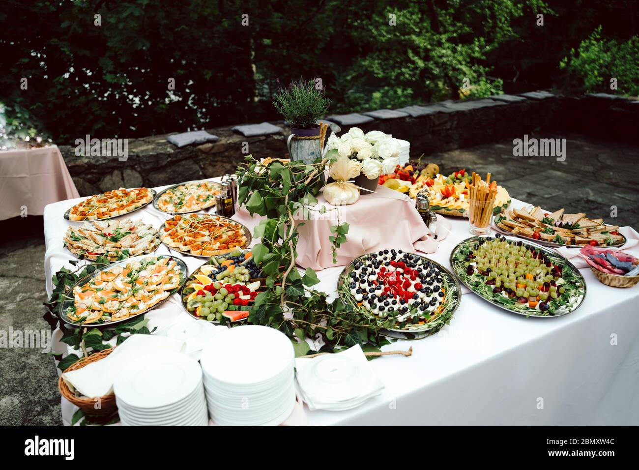 photo of finger food and bread bites table Stock Photo - Alamy