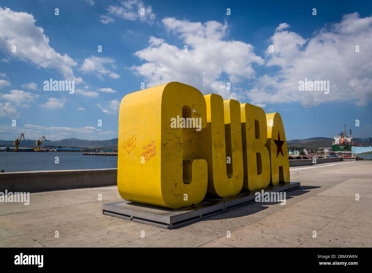 Cuba sculptural letters sign, Parque Alameda, Santiago de Cuba, Cuba ...