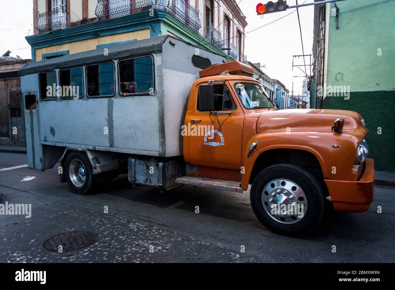 Public transport in a truck transformed to a bus, Santiago de Cuba ...