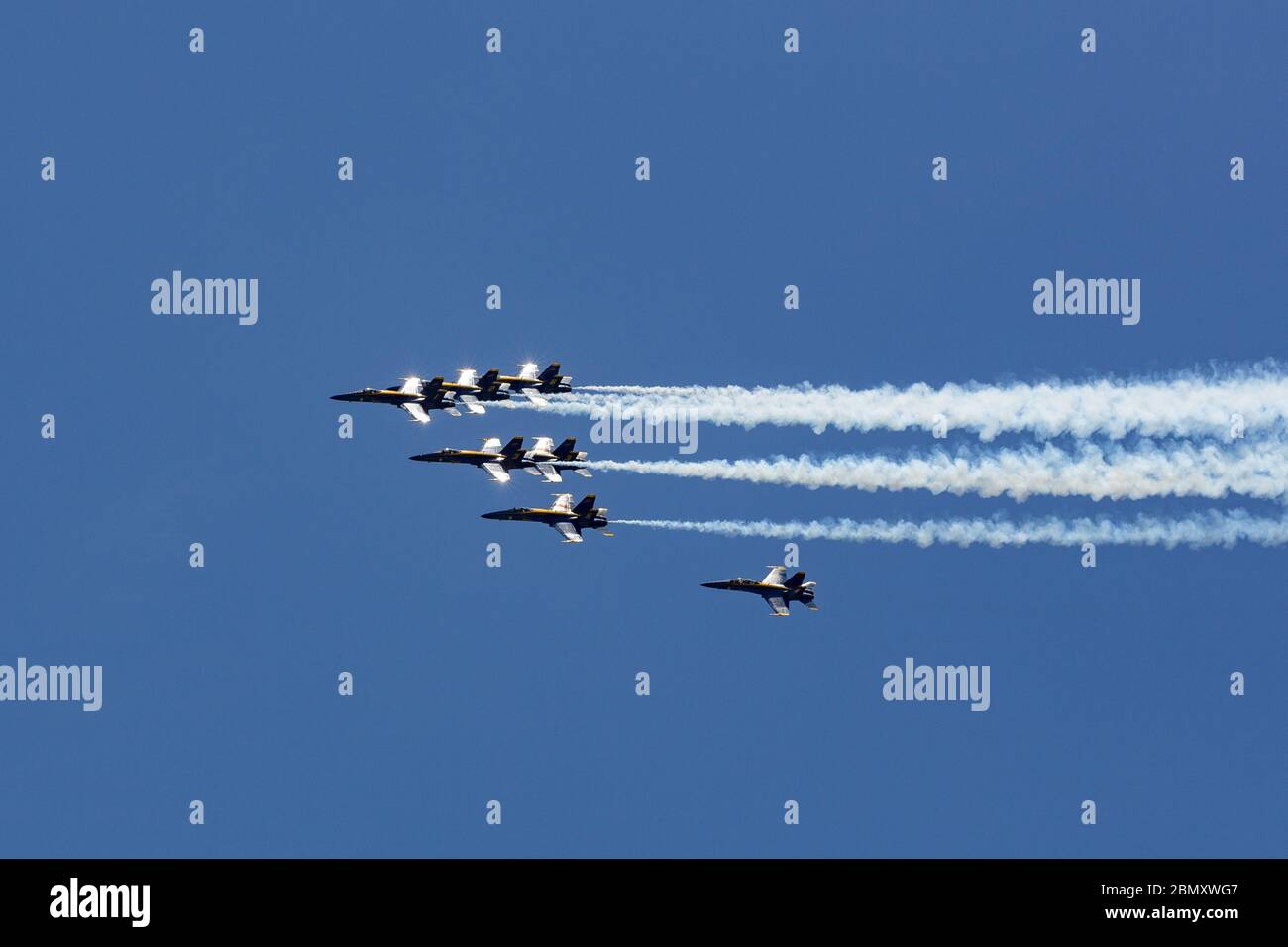 Miami, FL, USA - MAY 08: COVID-19: The U.S. Navy's Blue Angels fly over ...