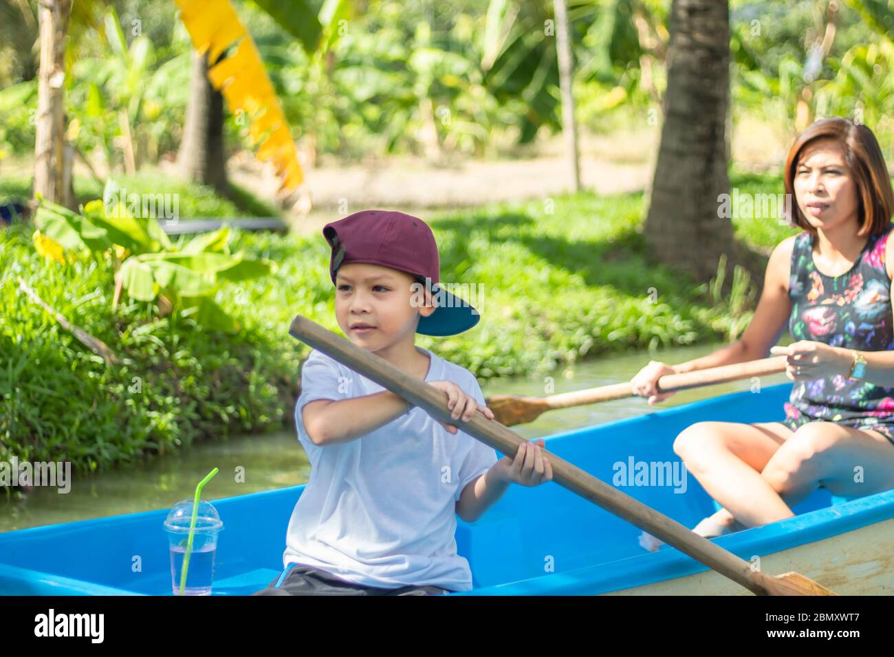 Mother and son on boat hi-res stock photography and images - Alamy