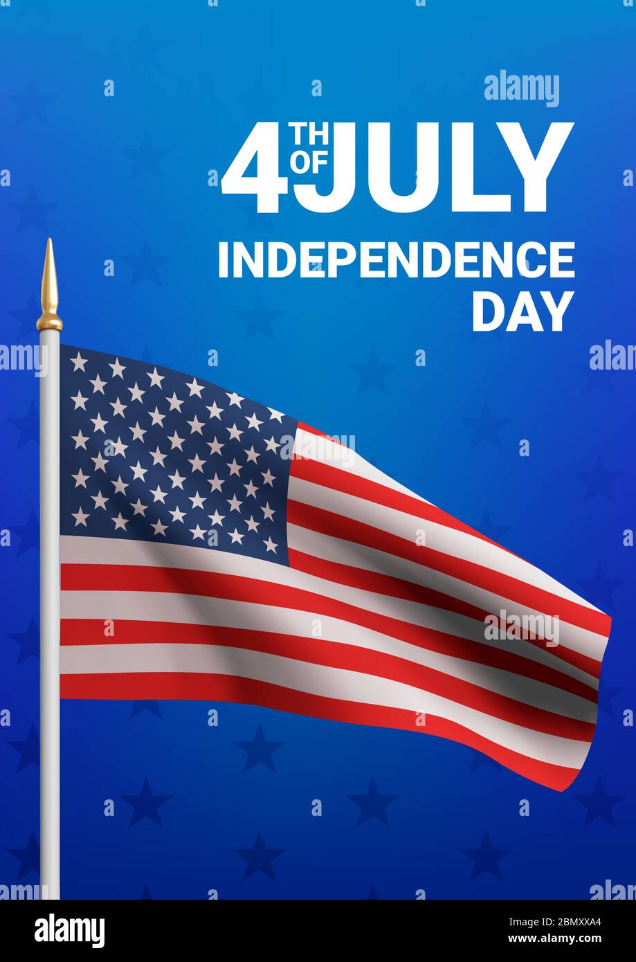 Happy 4th of July USA Independence Day. Waving flag of the america. 3D ...