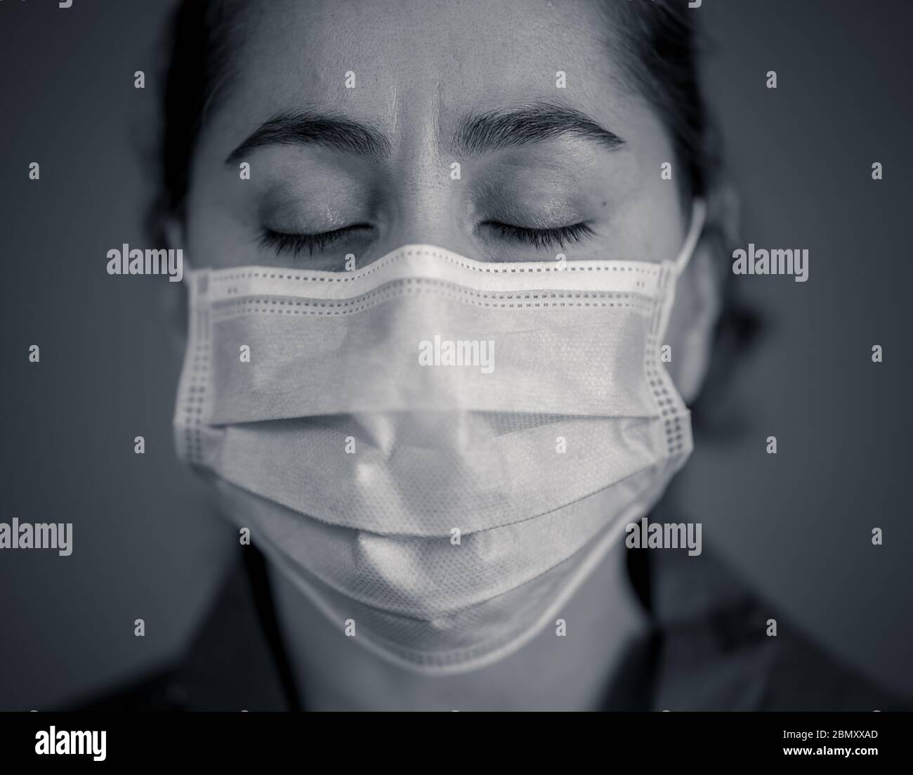 Stop the spread and Save lives campaign. Doctor wearing protection face ...