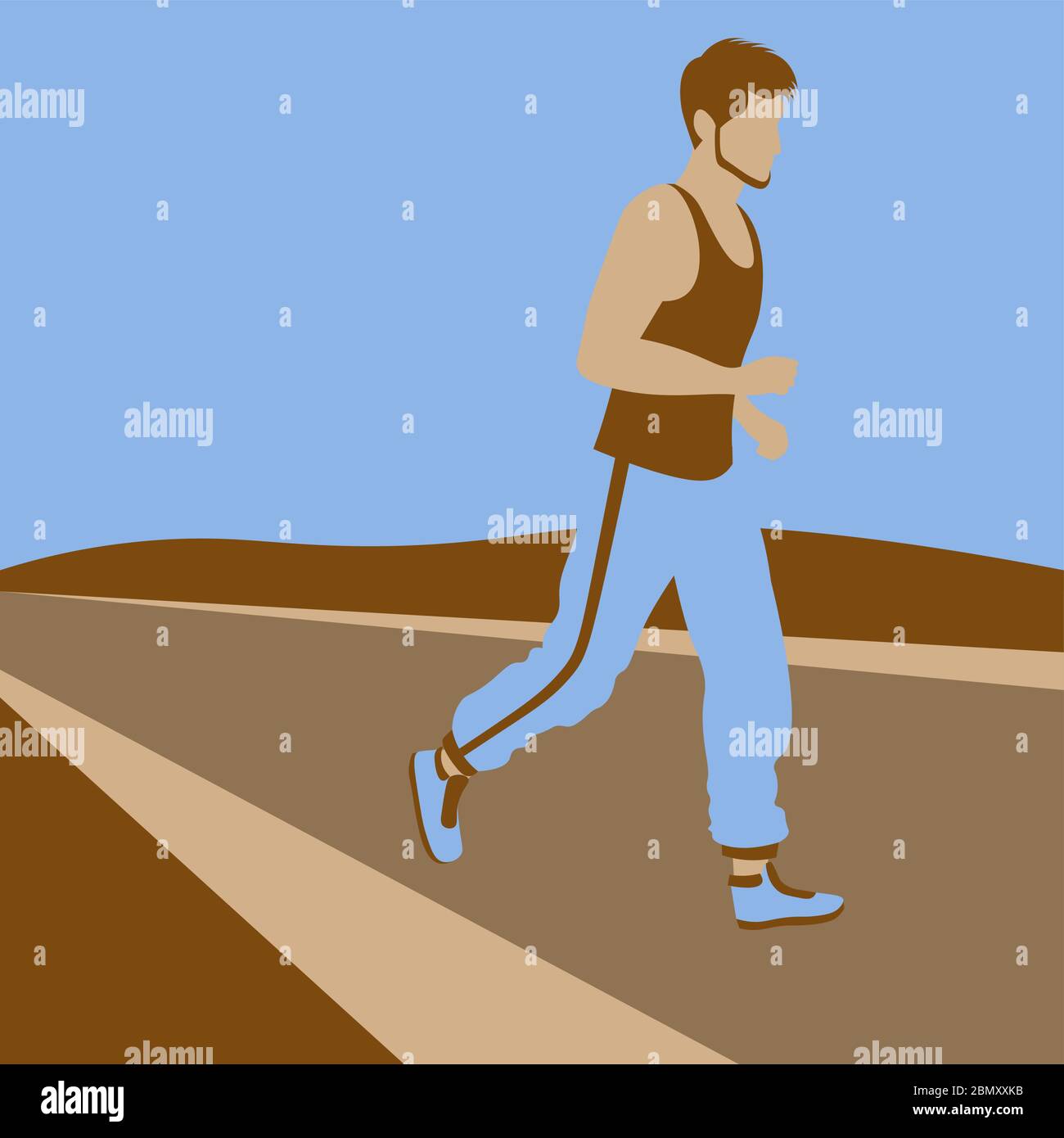 colorful vector illustration of faceless man in sportswear jogging ...