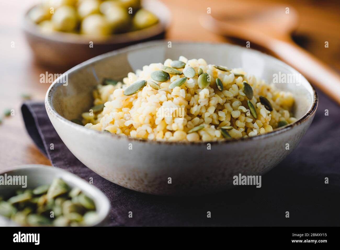 Bulgur with pepitas, healthy nutrition easy recipe from long-stored ...