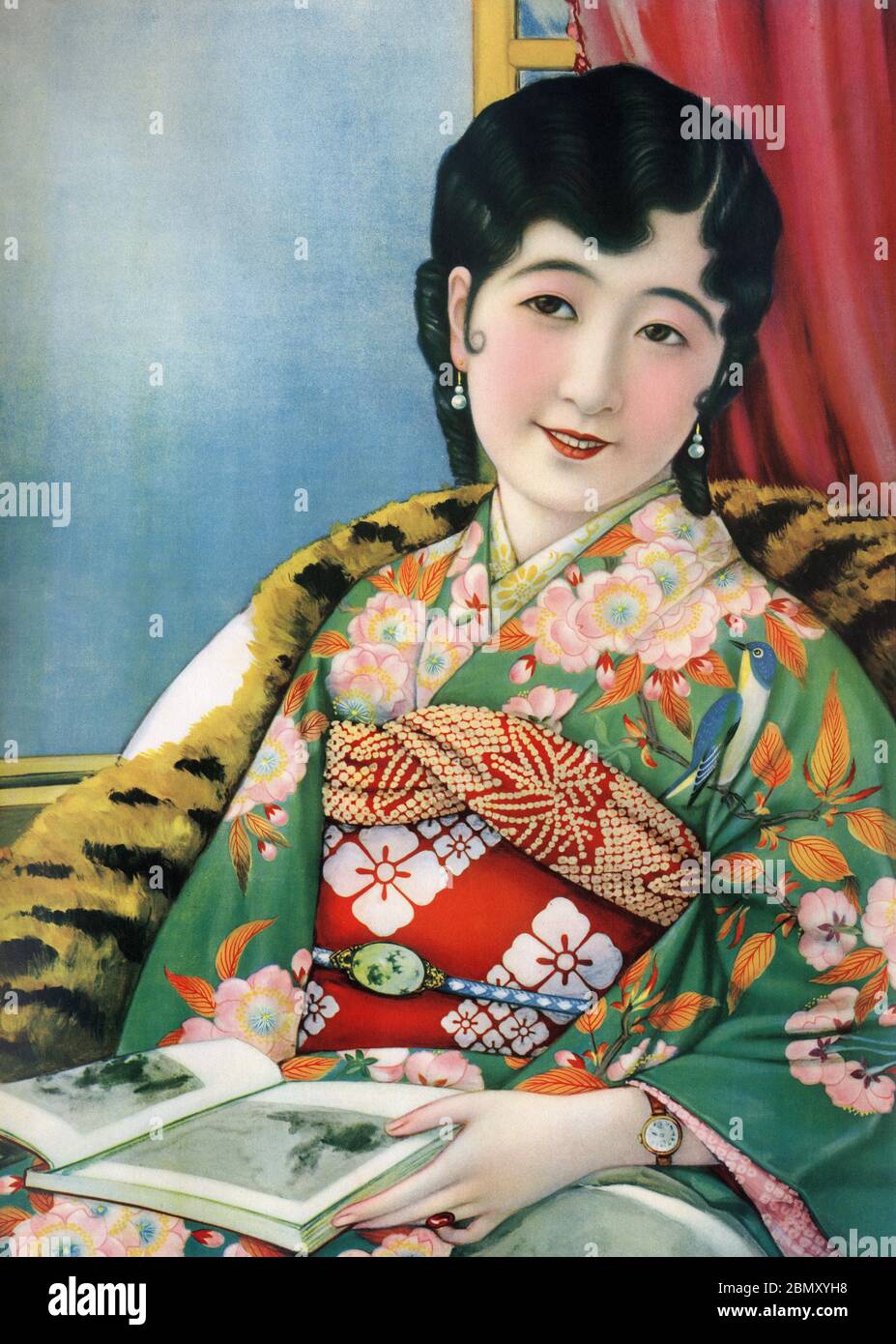 Vintage illustration of japanese women in kimono hi-res stock ...