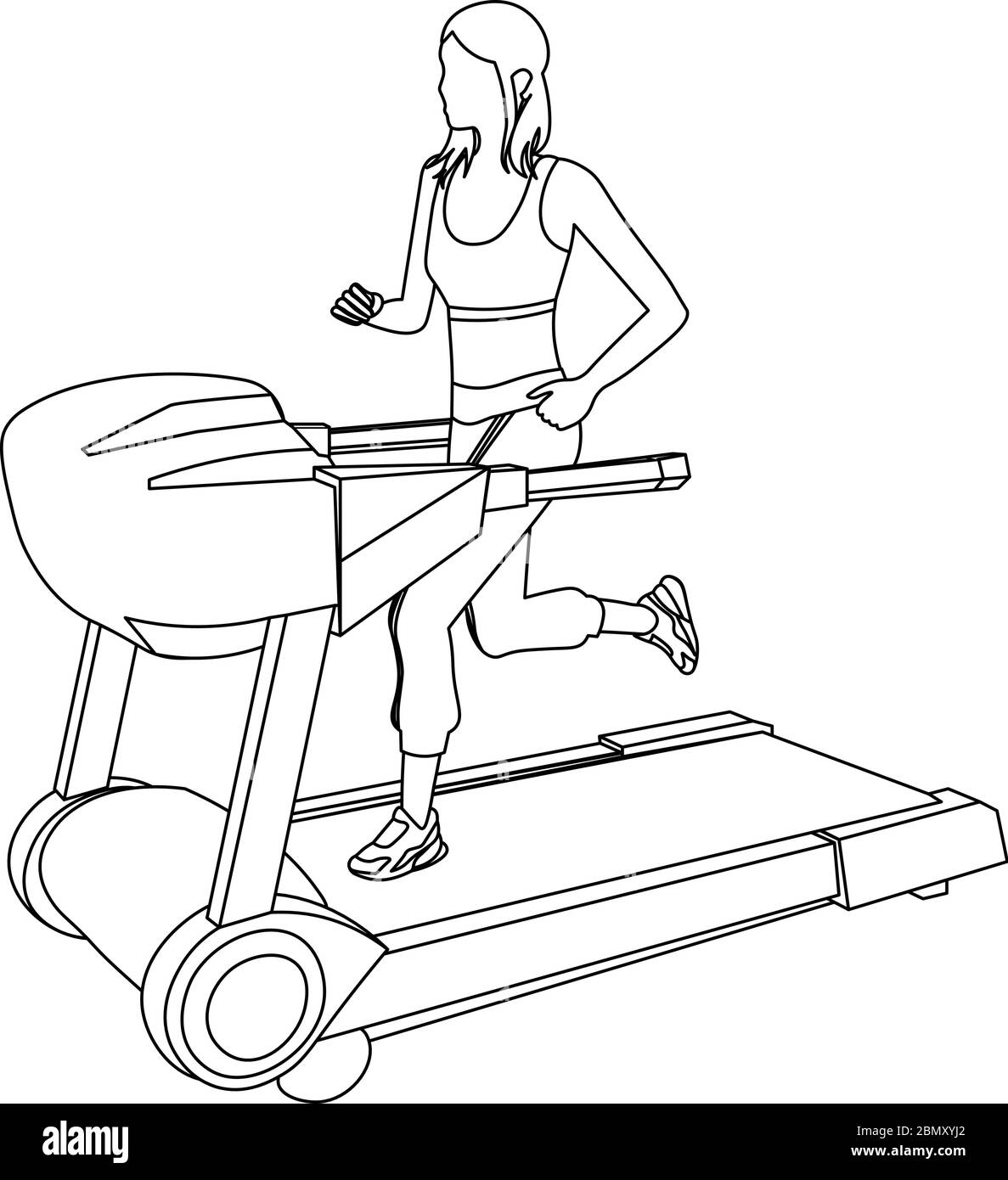 sketch line art of faceless girl with ponytails running on the ...