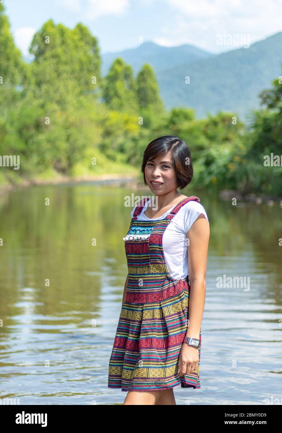 Asian women wear native Thailand Standing in a stream Stock Photo - Alamy