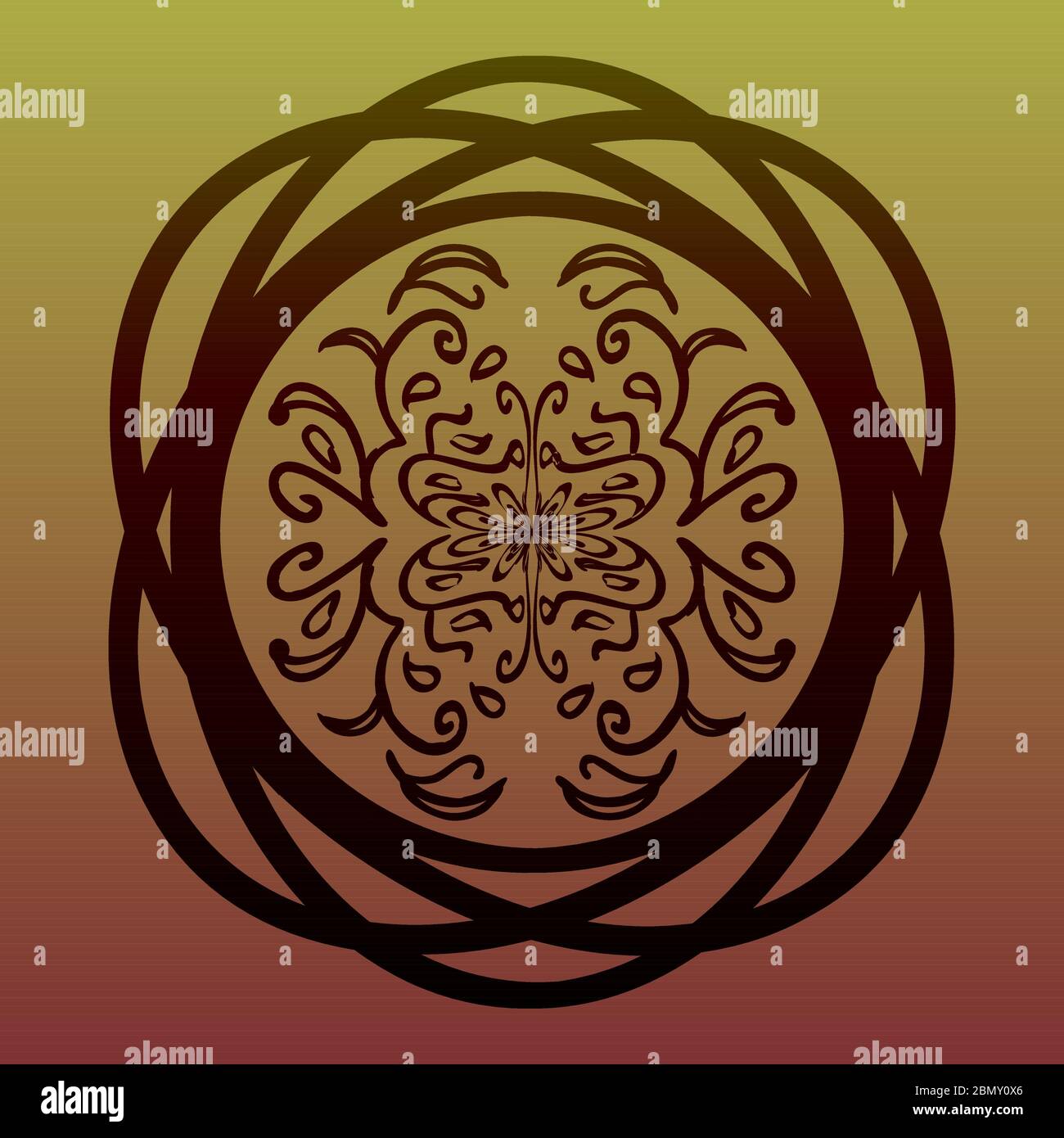elegant entwined circle with eastern floral tracery on gradient ...