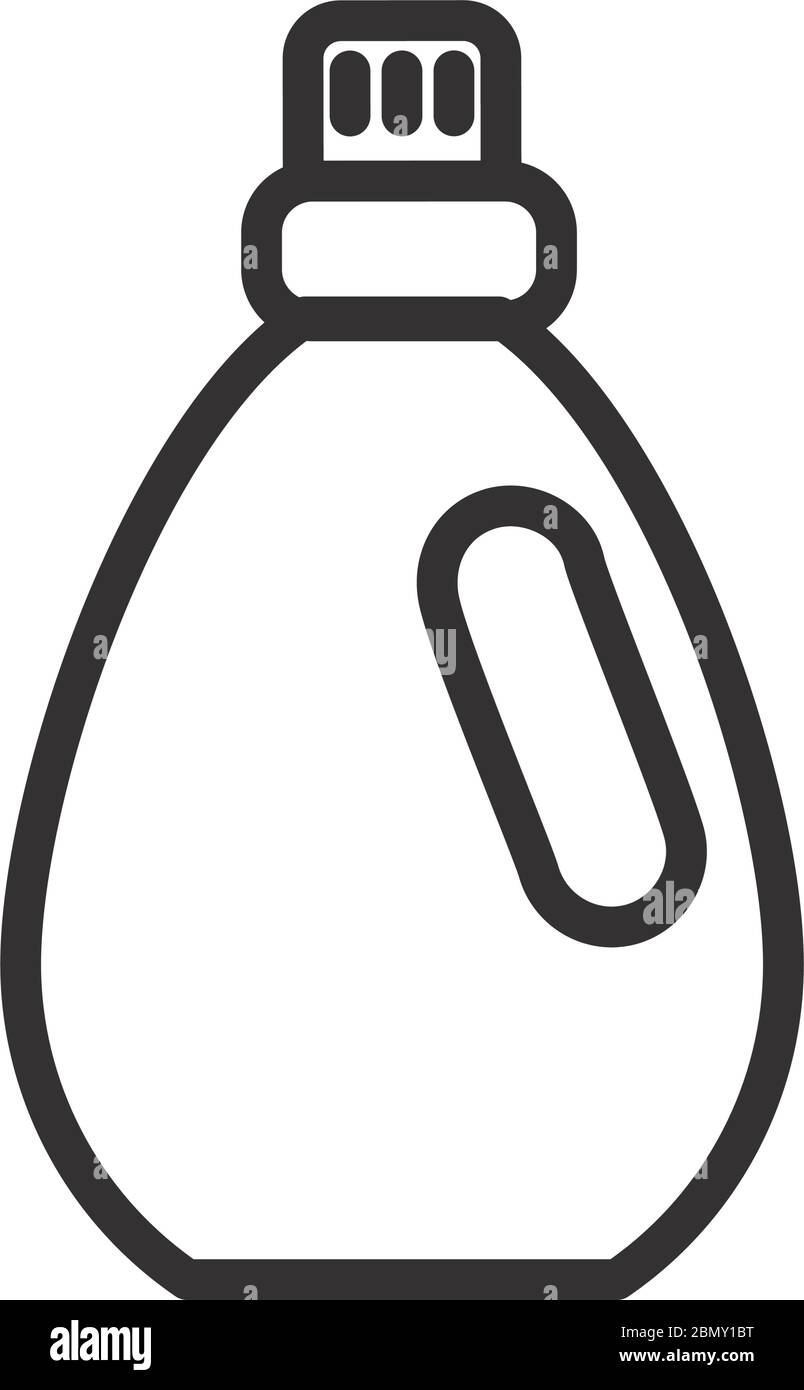 detergent bottle icon over white background, line style, vector ...