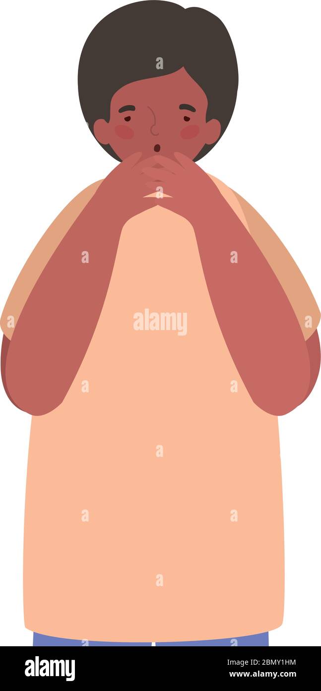 Isolated boy avatar with dry cough vector design Stock Vector Image ...