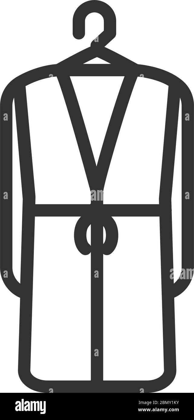 coat in clothes hanger over white background, line style, vector ...