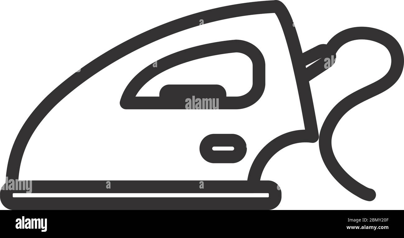 clothes iron icon over white background, line style, vector ...