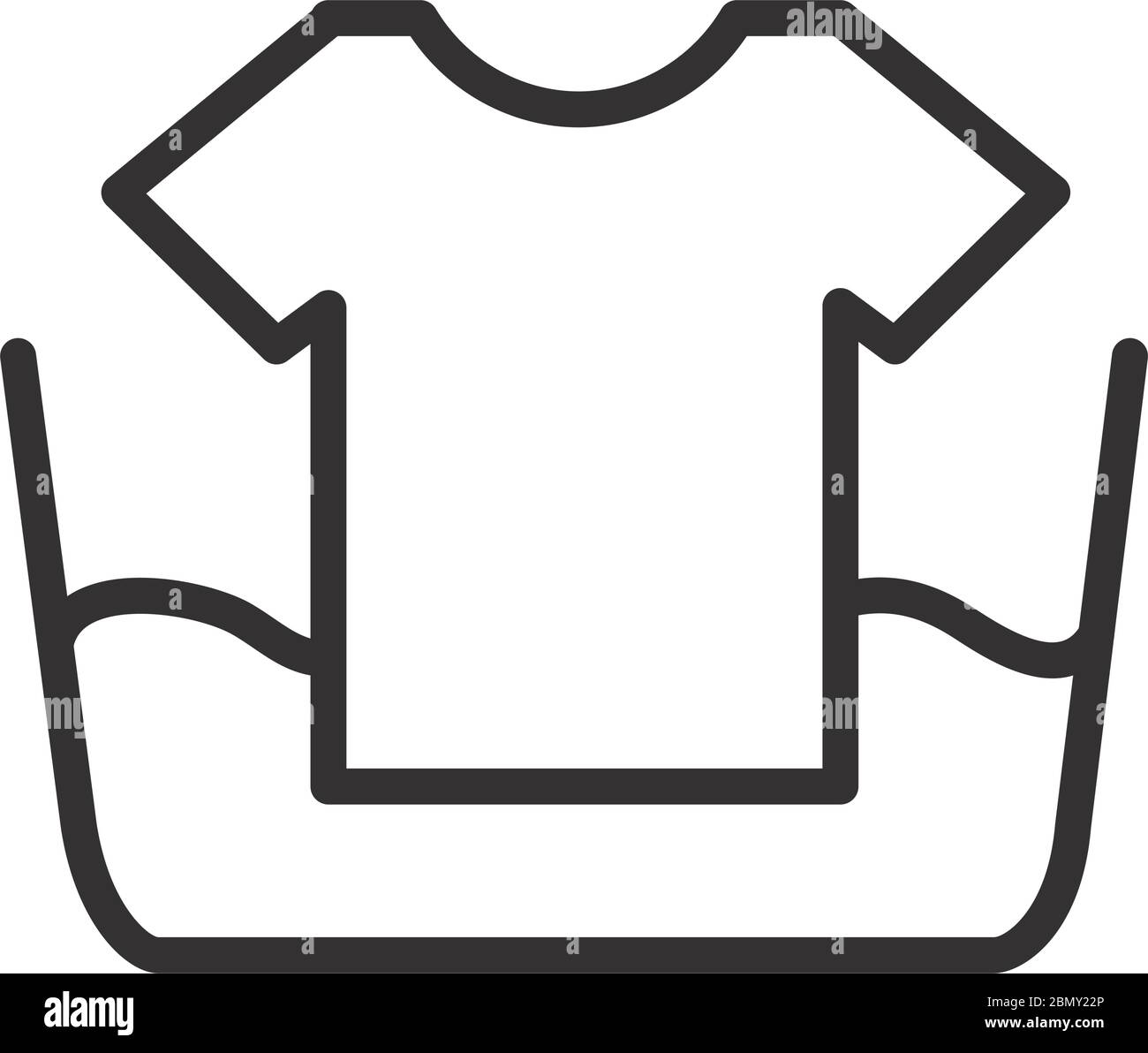textile care concept, bucket with tshirt icon over white background ...