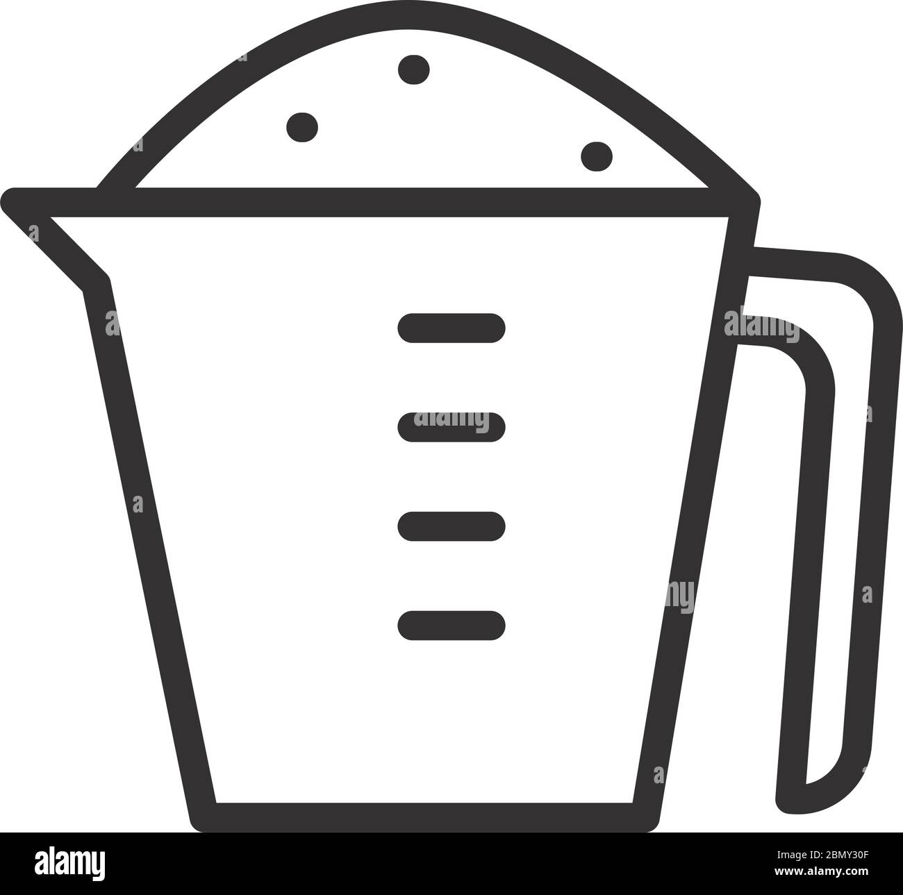 Textile care concept, measuring cup with detergent icon over white ...