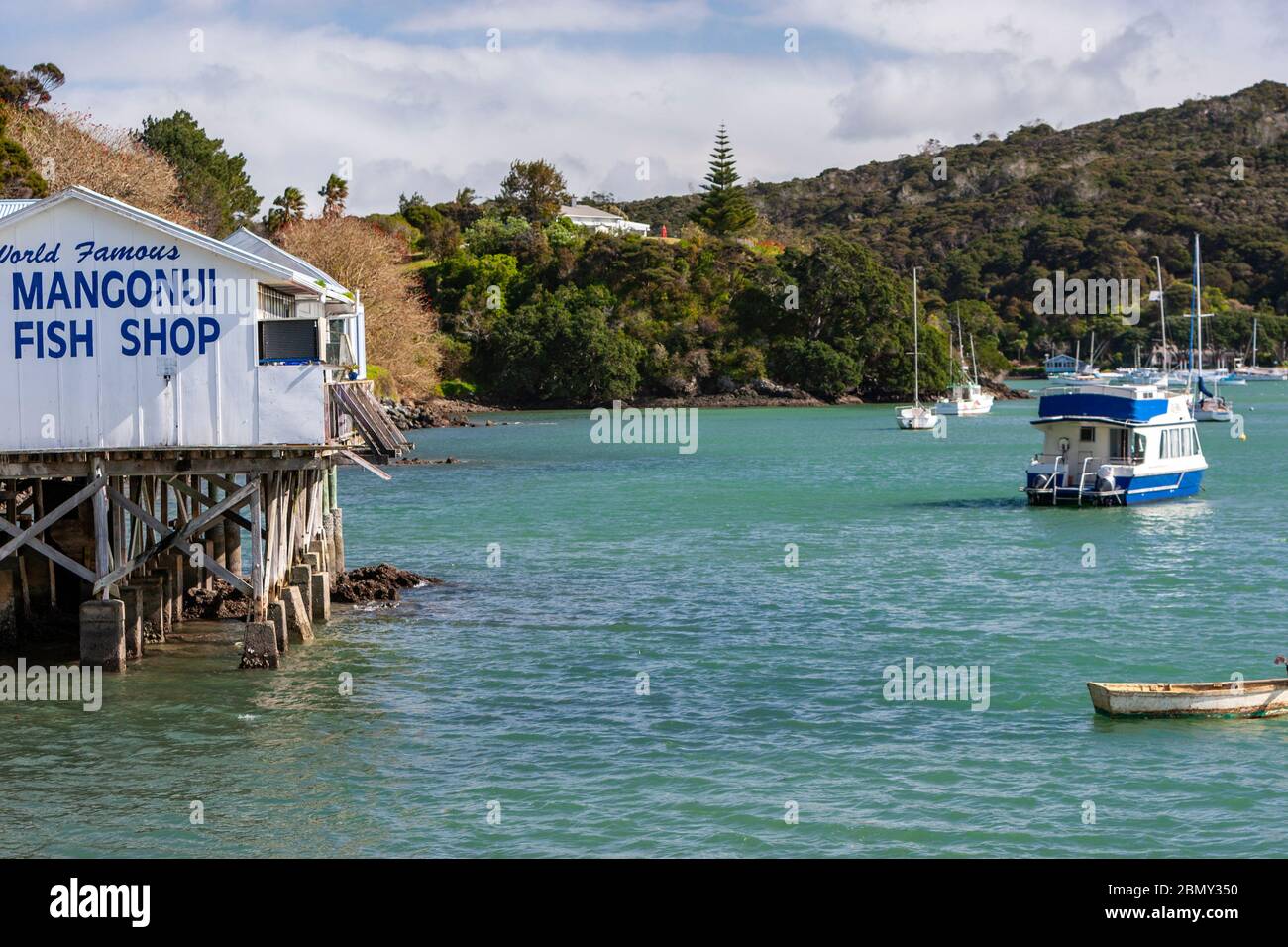 Mangonui Fish Shop, Mangonui, New Zealand Stock Photo - Alamy