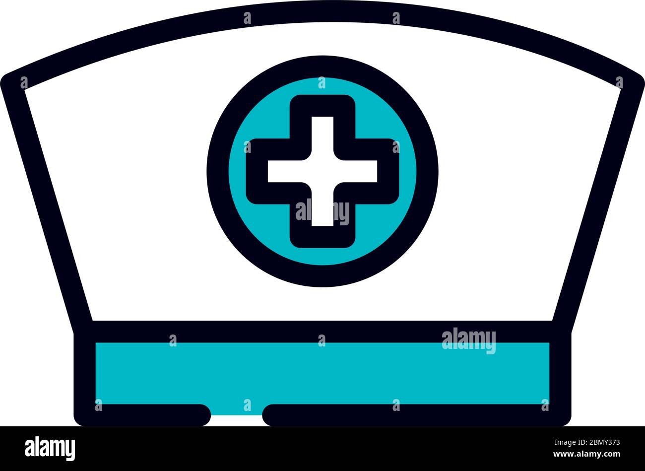 medical nurse hat icon over white background, line and fill style ...