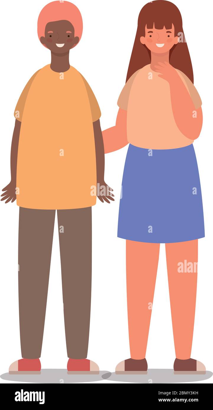 Isolated happy woman and man cartoon vector design Stock Vector Image ...
