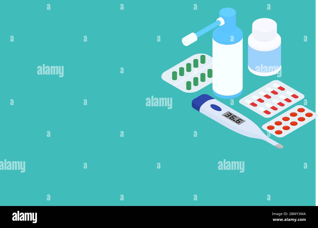 Pharmacy concept for web banner, landing page. Flat isometric vector ...
