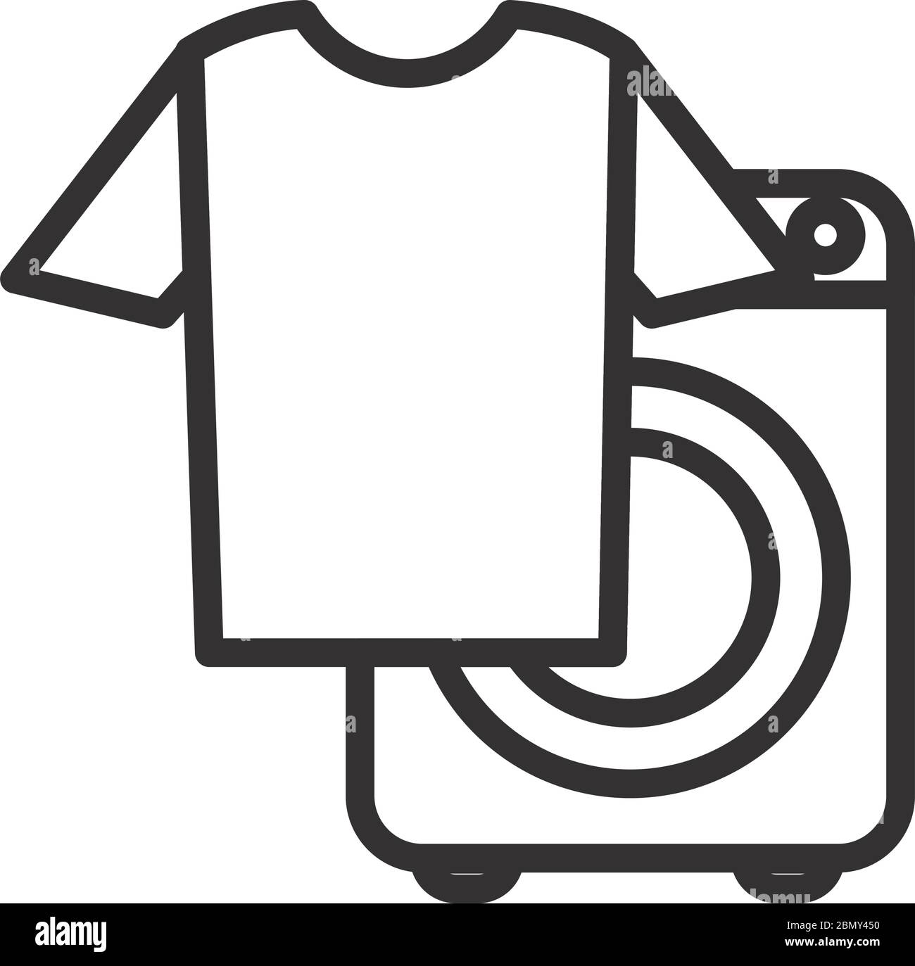 Textile care concept, washing machine and tshirt icon over white ...