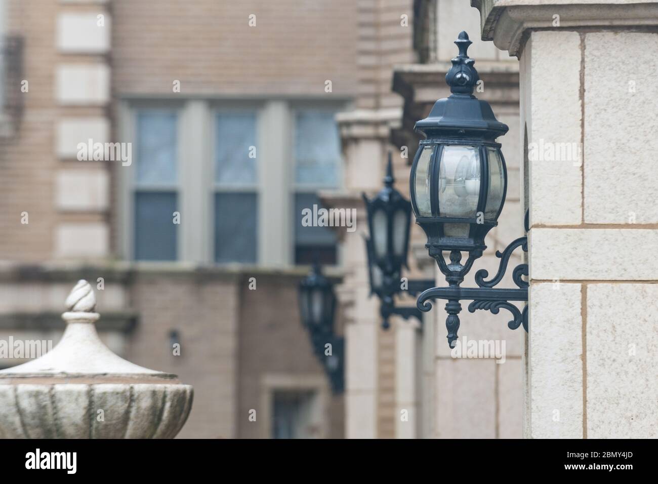 Decorative vintage old style street light Lanterns mounted on the ...