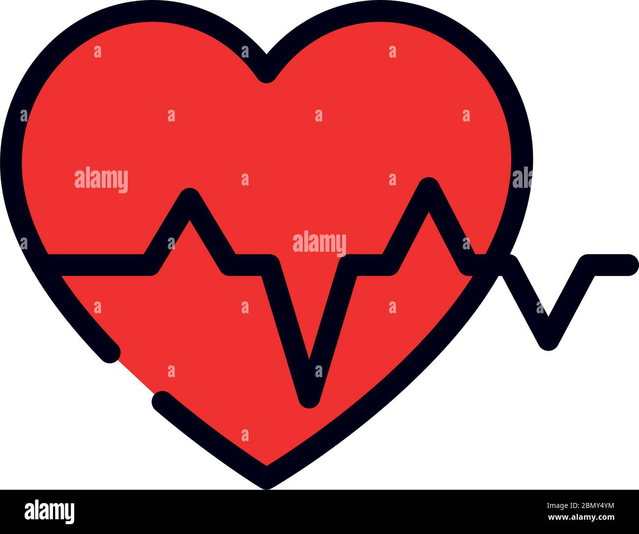cardio heart icon over white background, line and fill style, vector ...