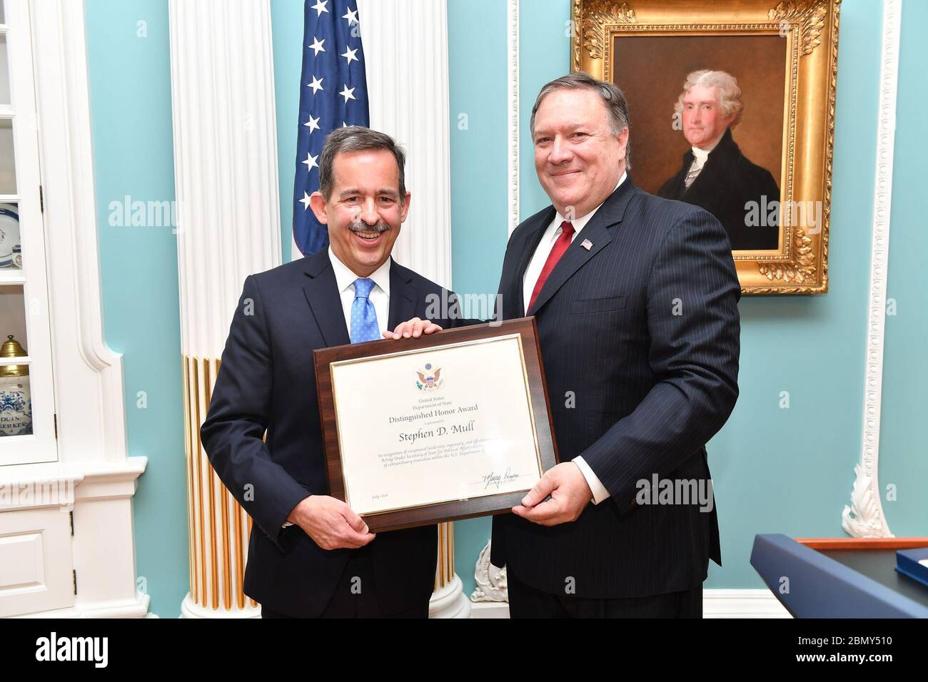 Secretary Michael R. Pompeo poses with Ambassador Stephen D. Mull ...