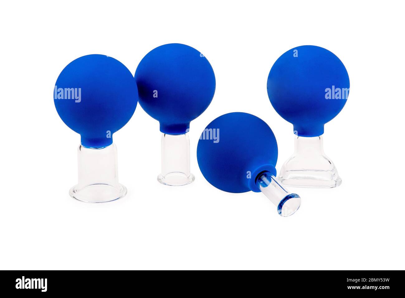 Glass facial and body cupping set isolated on white background. Face ...