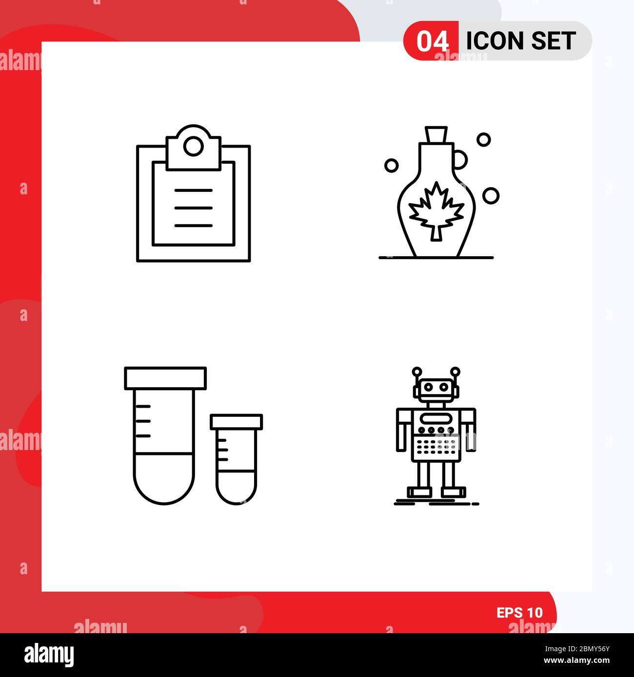 4 Universal Line Signs Symbols of checklist, s, beverage, water pot ...