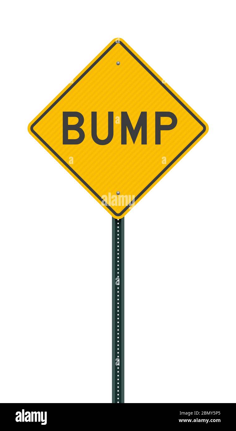 Vector illustration of the Bump Yellow Diamond road sign on metallic ...