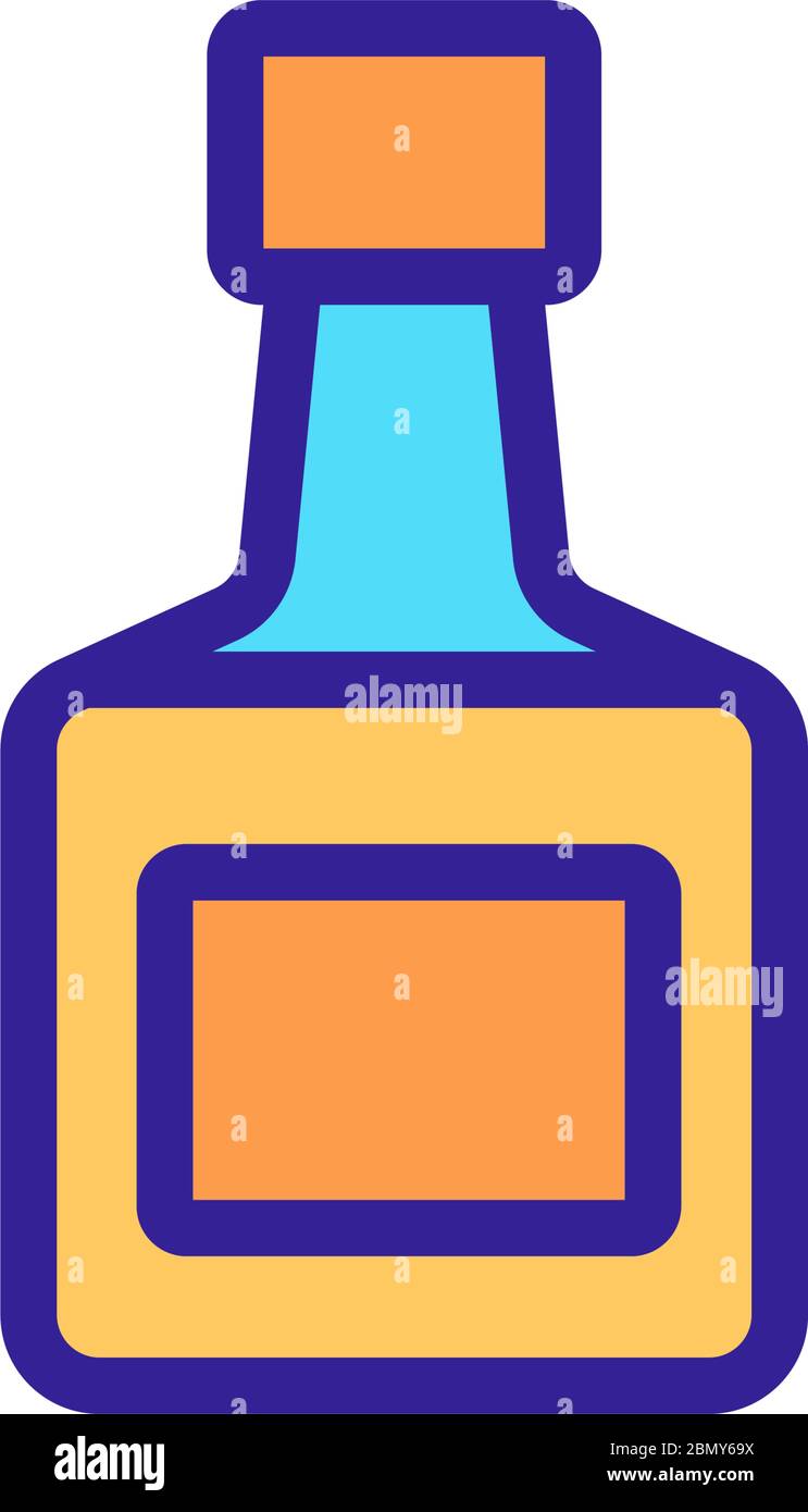 squared bottle with label icon vector outline illustration Stock Vector ...