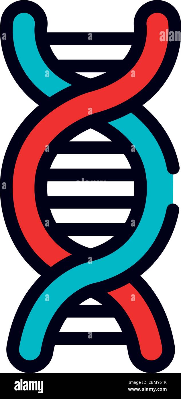 DNA chain icon over white background, line and fill style, vector ...