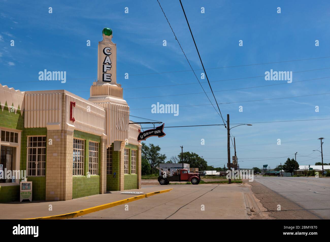 Shamrock, Texas, USA - July 8, 2014: The beautiful art deco building od ...