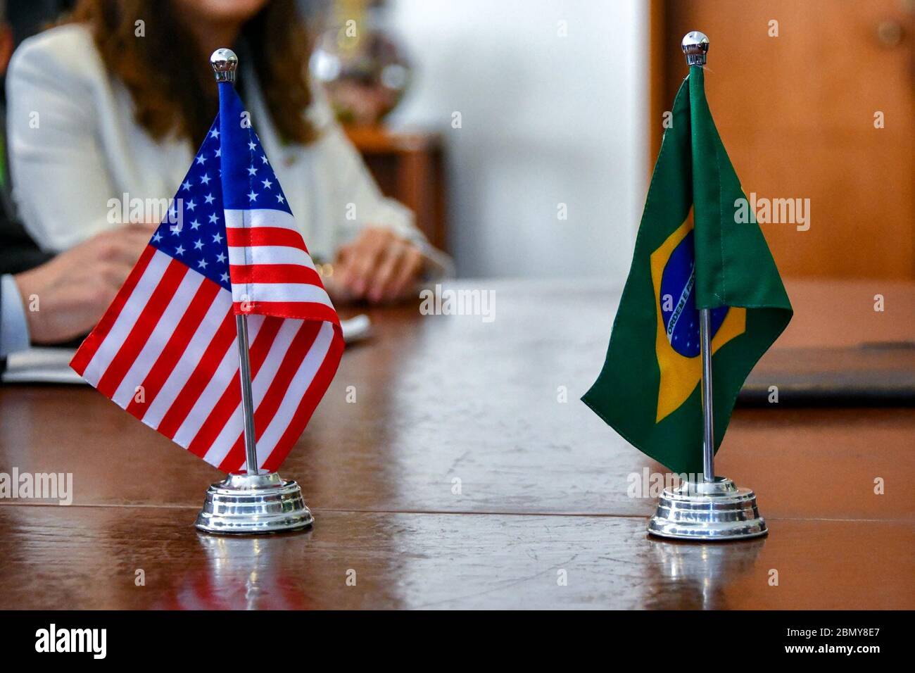 Flags of the United States and Brazil, as Seen During Secretary Pompeo ...