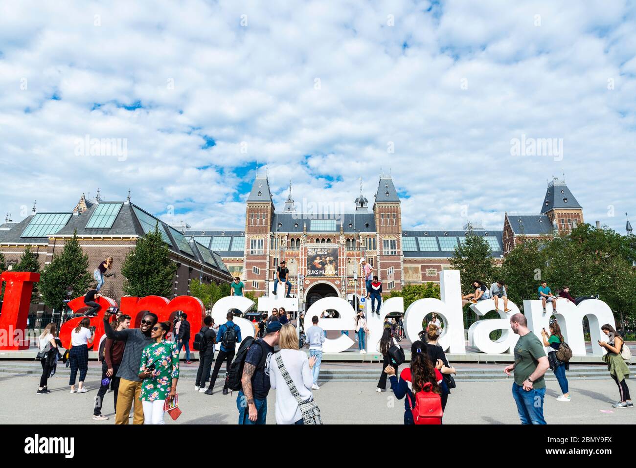 Amsterdam, Netherlands - September 9, 2018: Big corporeal sign of I ...