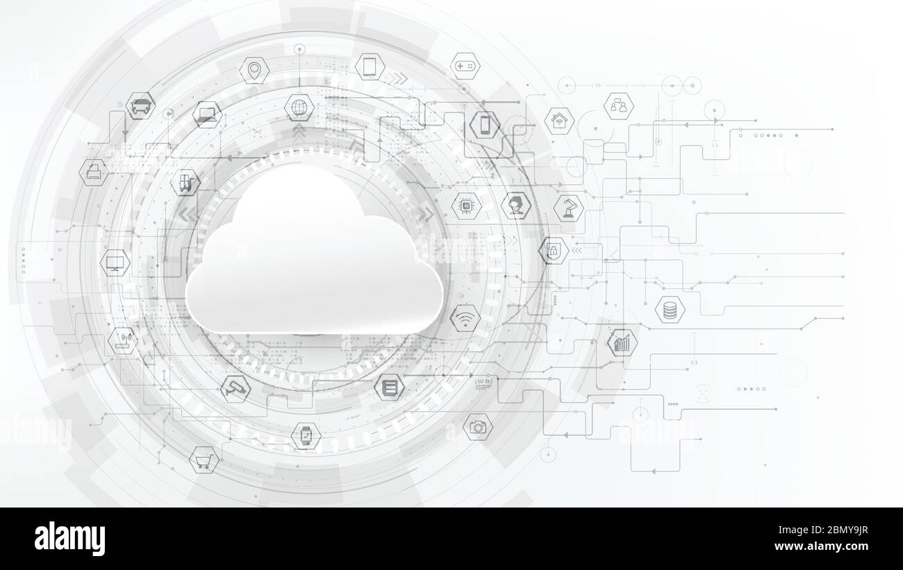 Futuristic and technology grey and white background, Cloud and internet ...