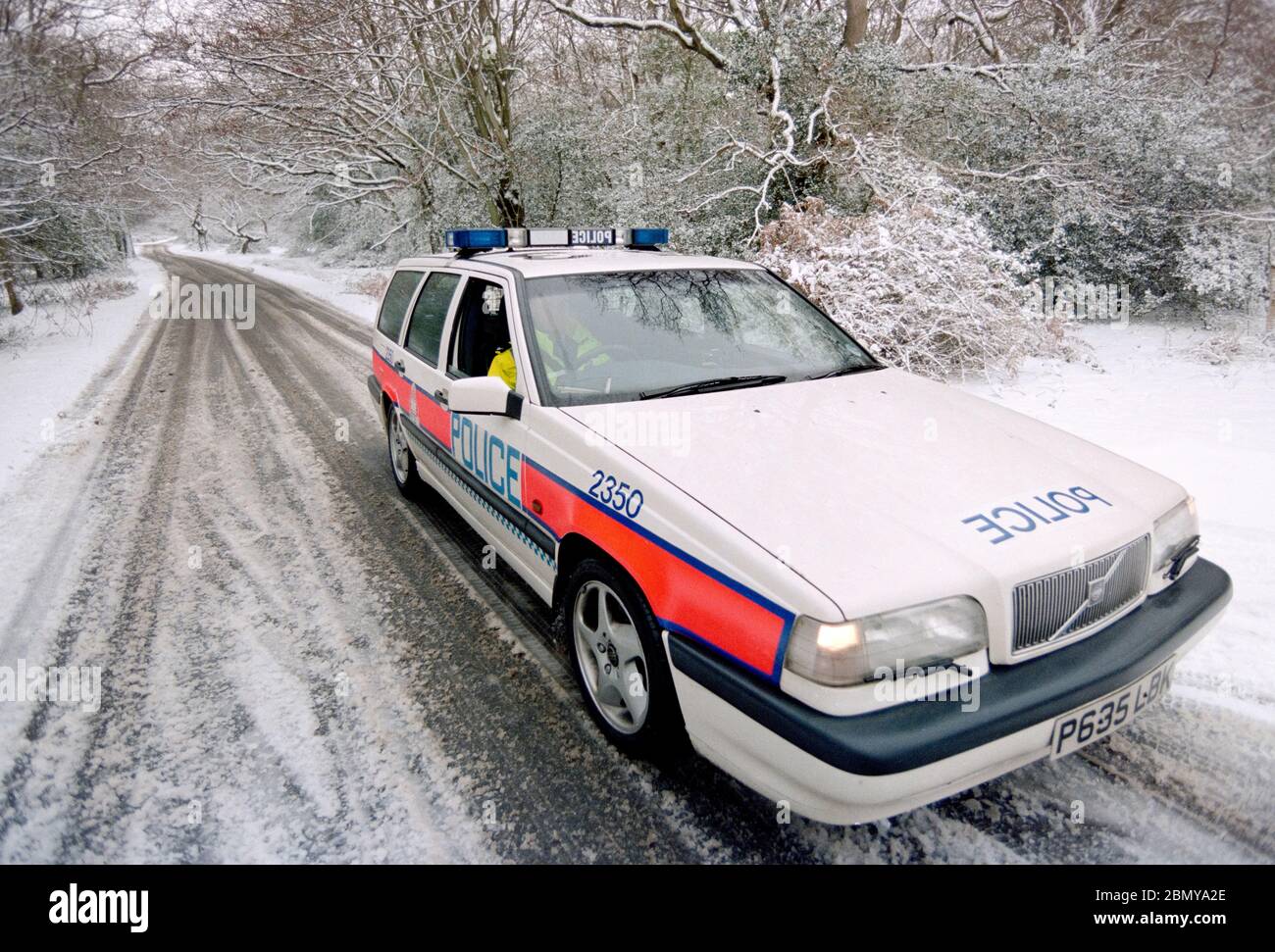 Hampshire Constabulary marked police cars on patrol in the Lyndhurst ...
